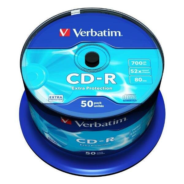 Диск CD-R Verbatim 700 МБ 52X Extra Protection, 50 шт. шпиндель