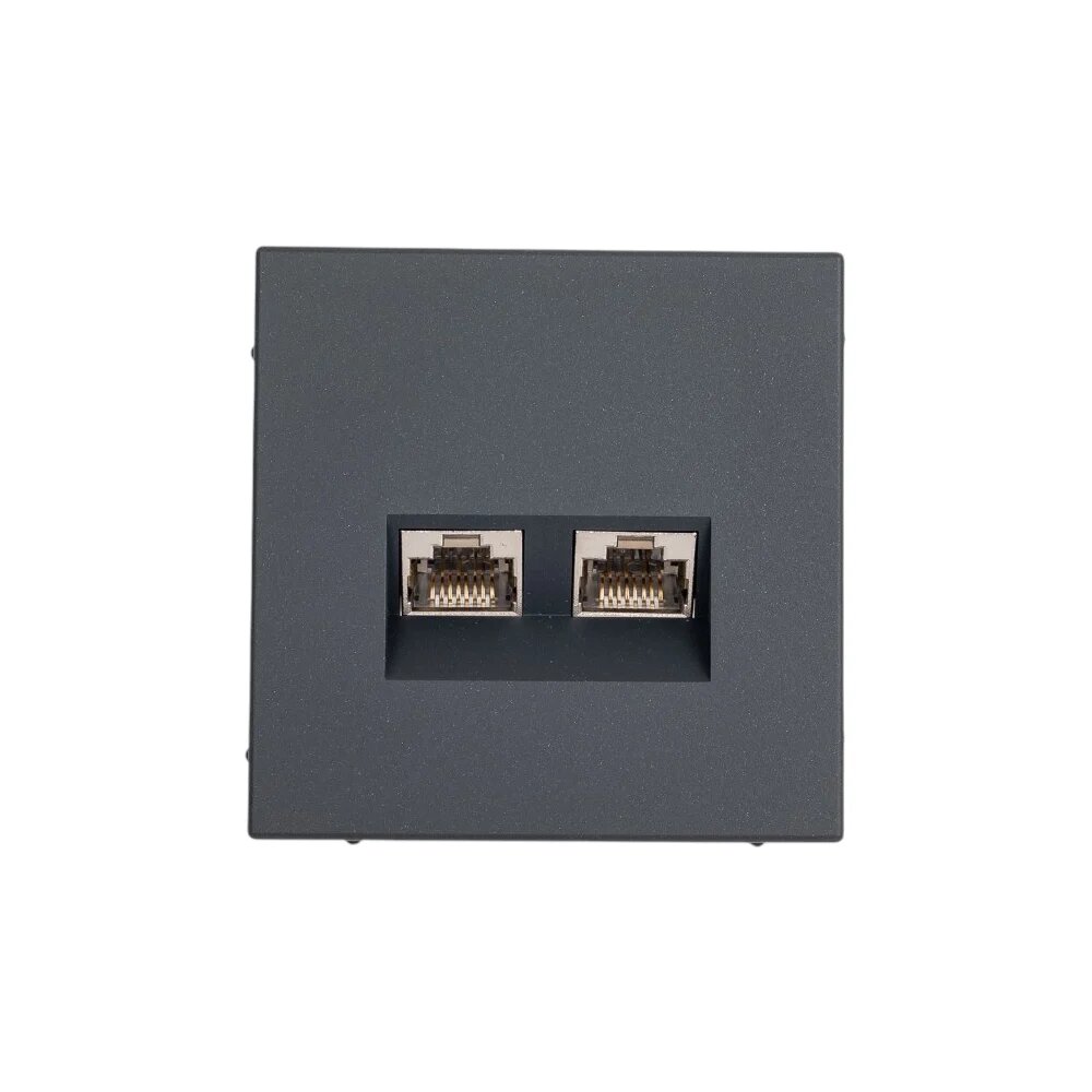 Розетка компьютерная двойная Systeme Electric ArtGallery, RJ45+RJ45, кат.6А, механизм, Базальт GAL001488