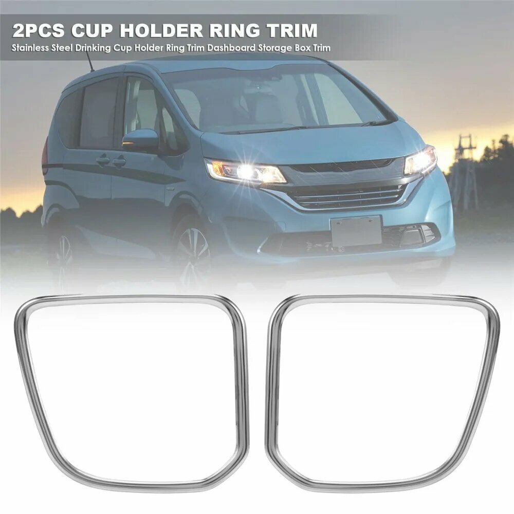 2 шт. отделка кольца держателя стакана для Honda Freed GB5/6/7/8 2016+ Автомобильные детали и аксессуары (серебро)