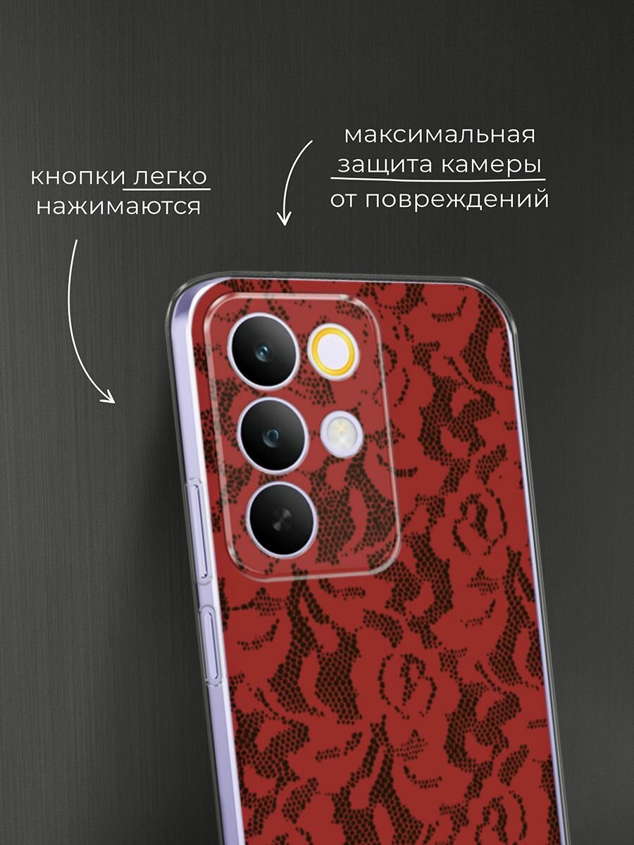 Чехол на Realme C85 / Реалми C85 с принтом Красные кружева цветов — фото 1