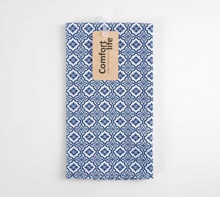 Полотенце Кухонное Вафельное 47х60 с Петелькой 100% Хлопок, Синий, Майолика