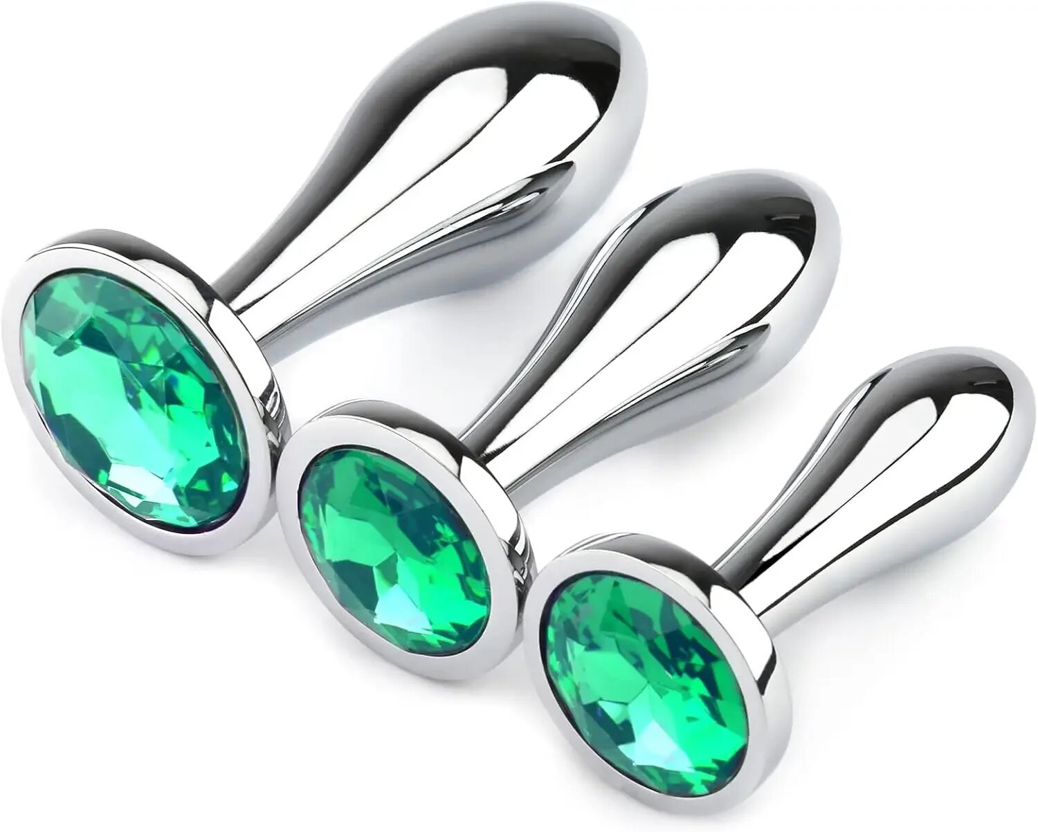 Анальная пробка, 3 шт, набор, безопасная металлическая анальная пробка, секс-игрушки с кристаллами и бриллиантами, анальные игрушки для начинающих для взрослых, унисекс, игрушки для взрослых green
