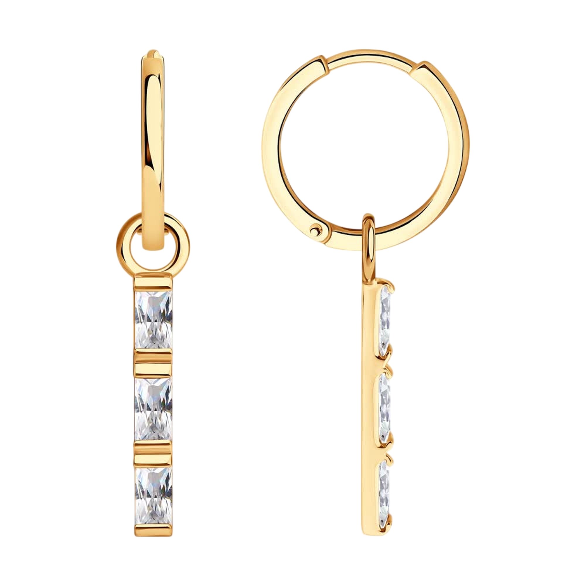 Серьги, красное золото, 585 проба, фианит