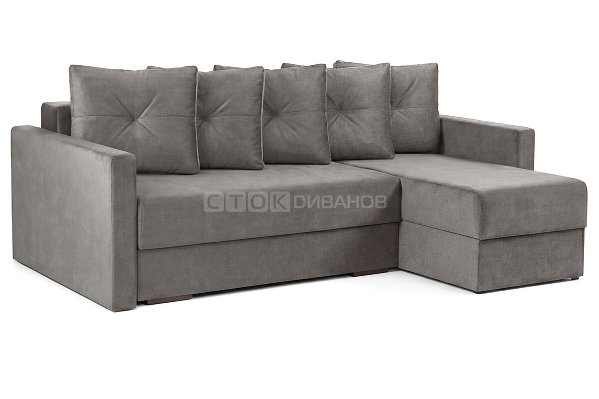 Угловой диван Сток Диванов Милан Grey серый 234 см, механизм еврокнижка