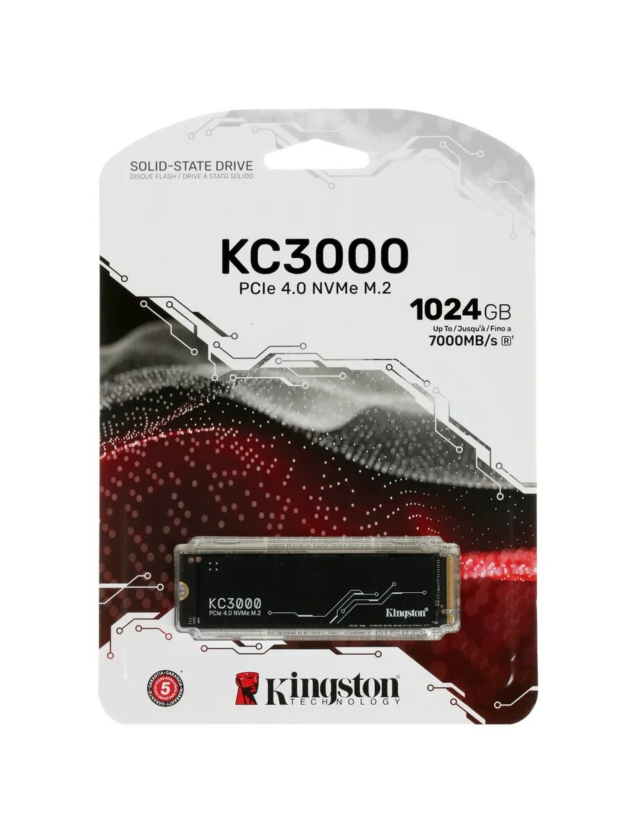 SSD накопитель Kingston KC3000 SKC3000S/1024G 1ТБ, M.2 2280, PCIe 4.0 x4, NVMe, M.2