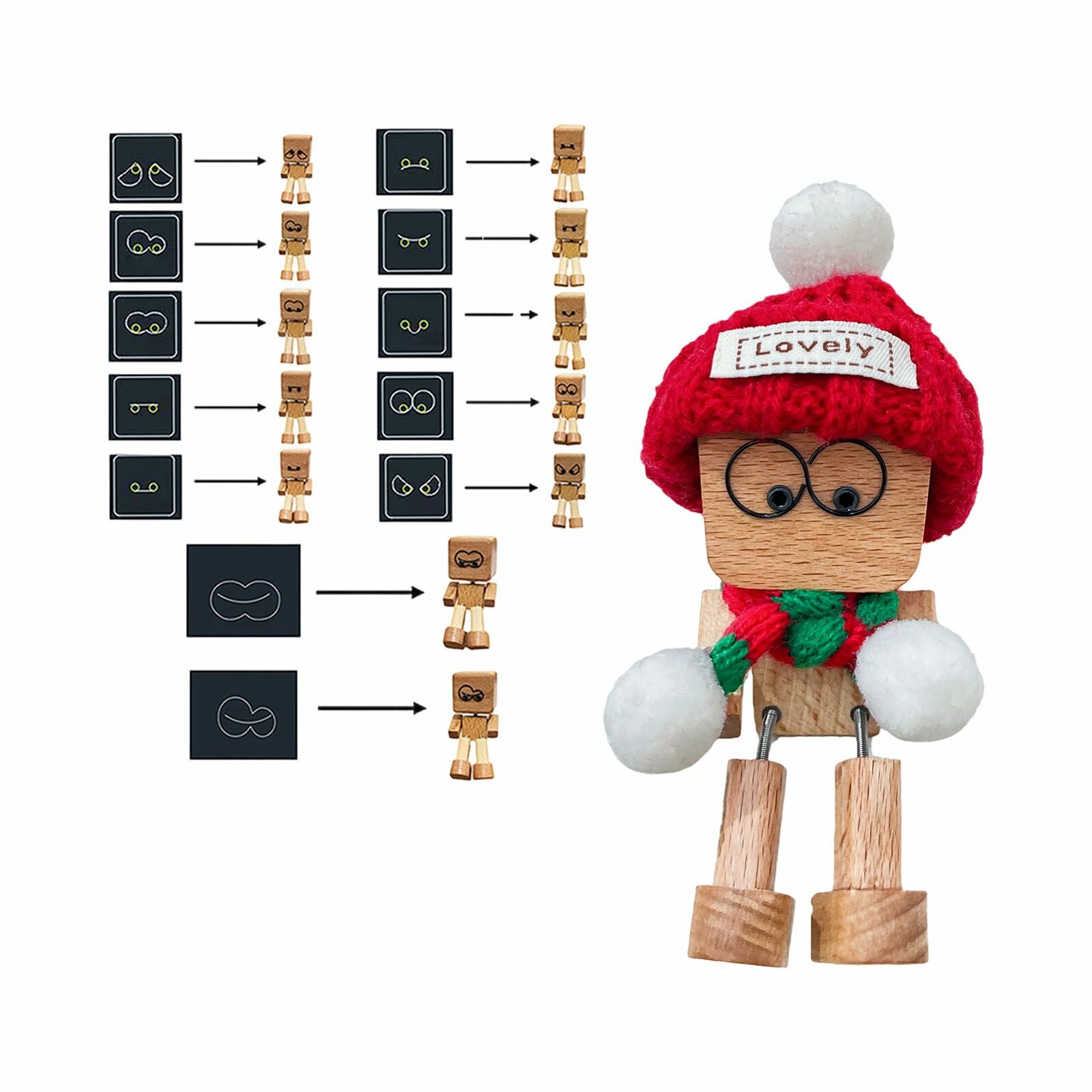 Деревянная кукла с качающимися ножками фигурка деревянного человечка в подарок жене или дочери