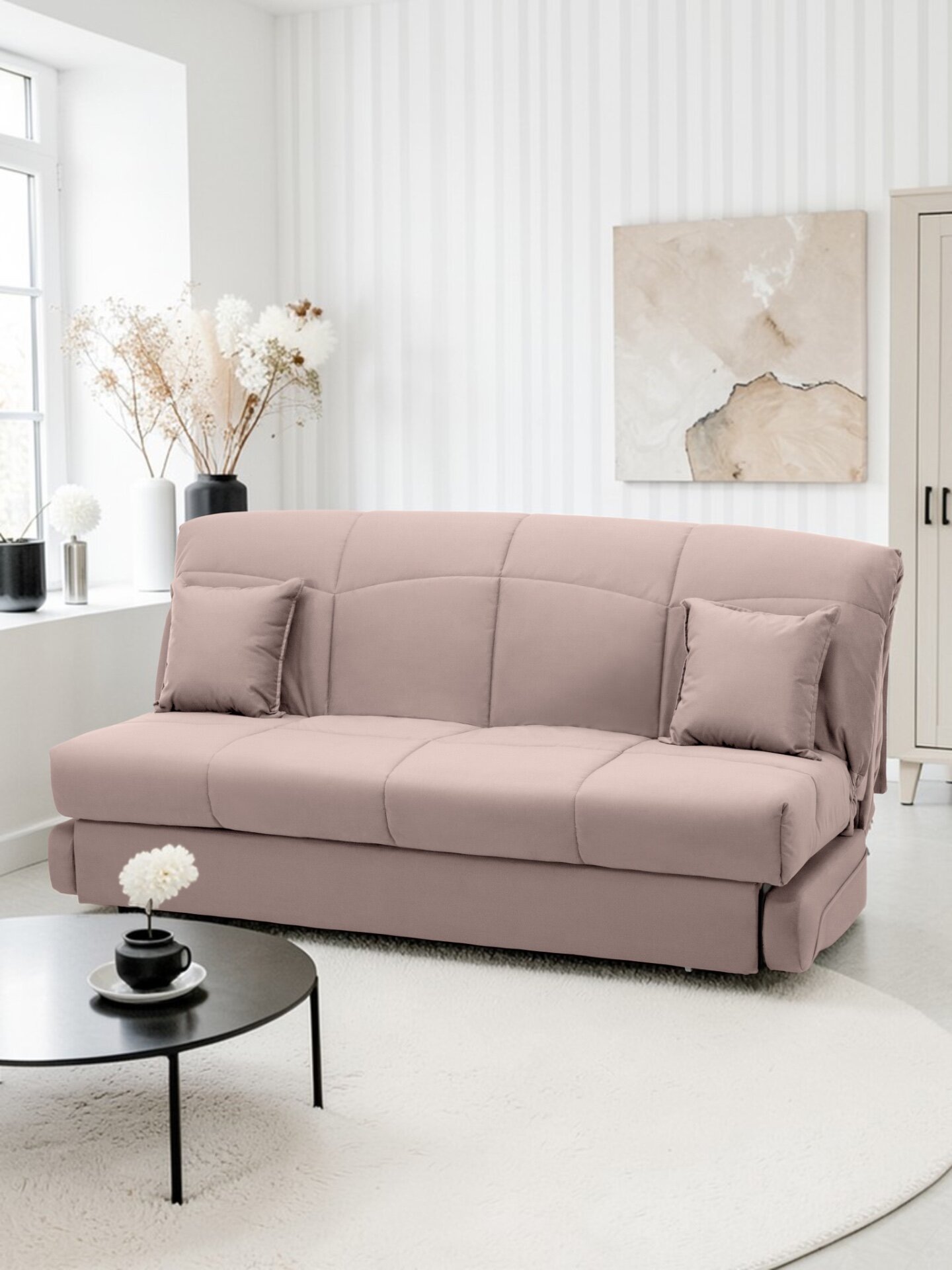 Диван Юпитер Лайт Velutto 37 NOW 125x115x95 см, розовый Велютто, аккордеон Фиеста