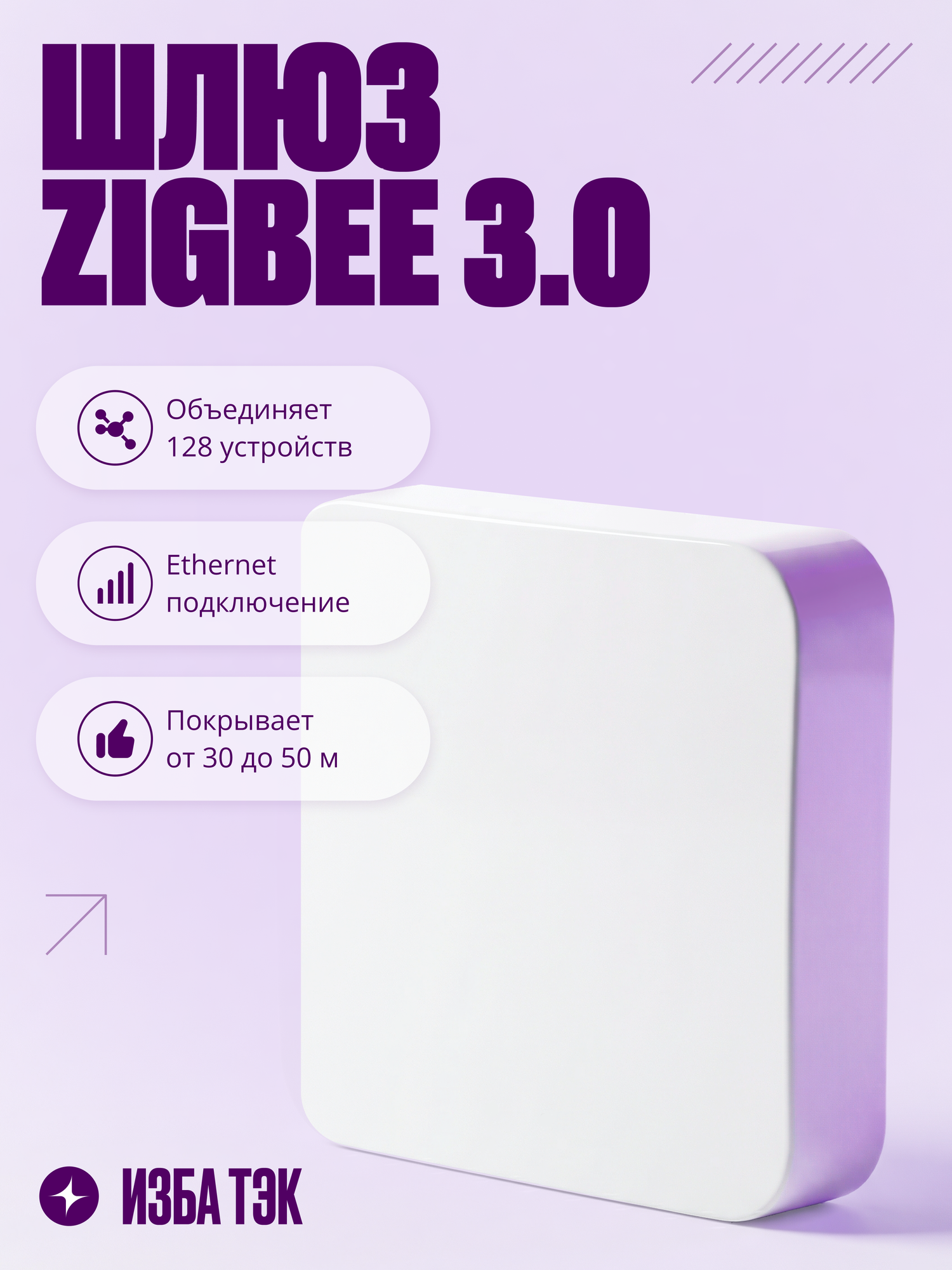 Шлюз Tuya Zigbee 3.0 с Ethernet портом, хаб для умного дома, белый Zigbee hub