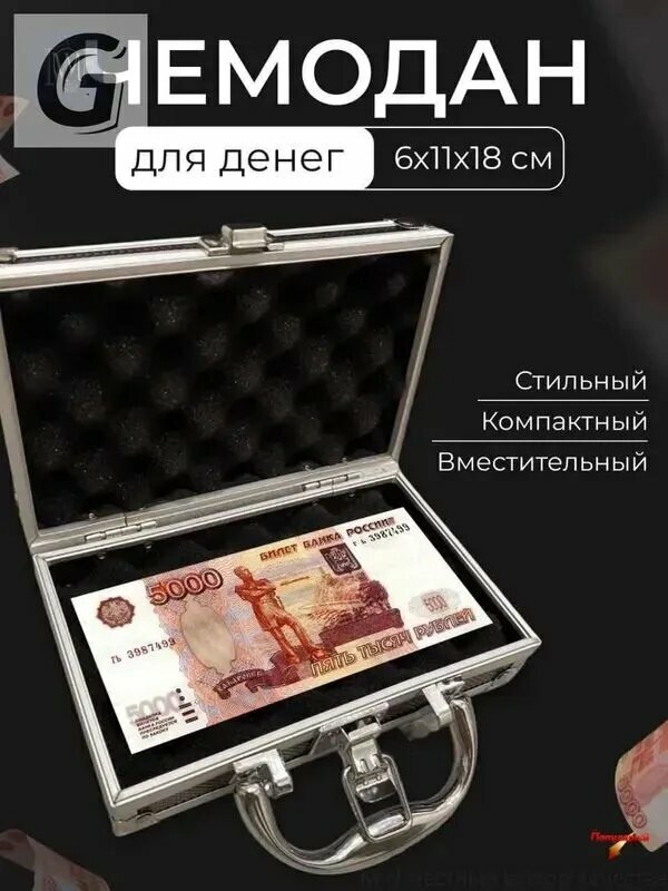 Мини чемодан для денег, открытка для денег
