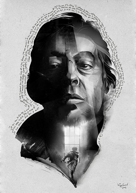 Интерьерный постер на стену картина для интерьера в подарок плакат "Serge Gainsbourg (Серж Генсбур)" размера 60х90 см 600*900 мм