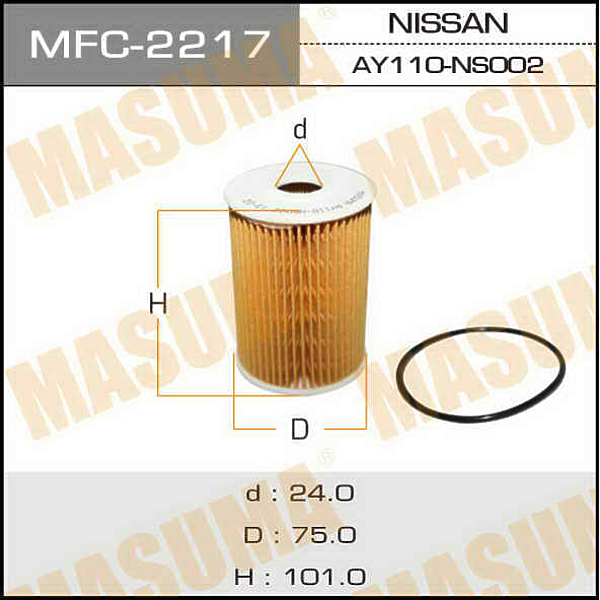 MASUMA MFC2217 (152092W200 / 5861228810 / AY110NS002) фильтр масляный\ Nissan (Ниссан) terrano, Renault (Рено) master 3.0d 00
