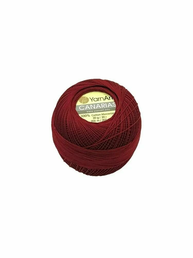 Пряжа "Канарис", цвет: 0112 - Рубин, 1 шт, 100% мерсеризированный хлопок, 20 гр. 203 м.+10