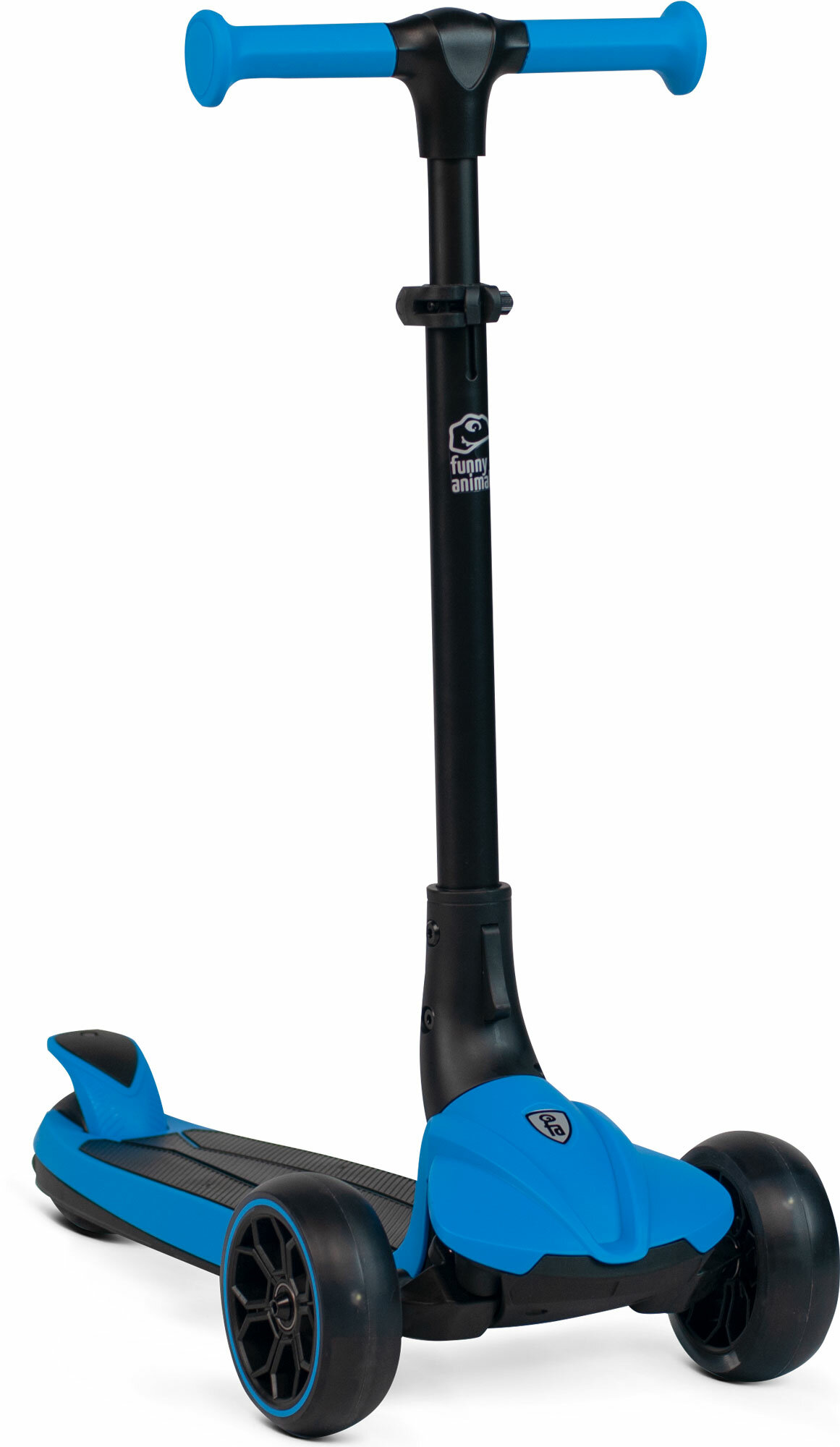 Самокат трехколесный Funny Animals Race 2024 городской для детей от 4 до 6 лет, синий цвет, рост 90-100
