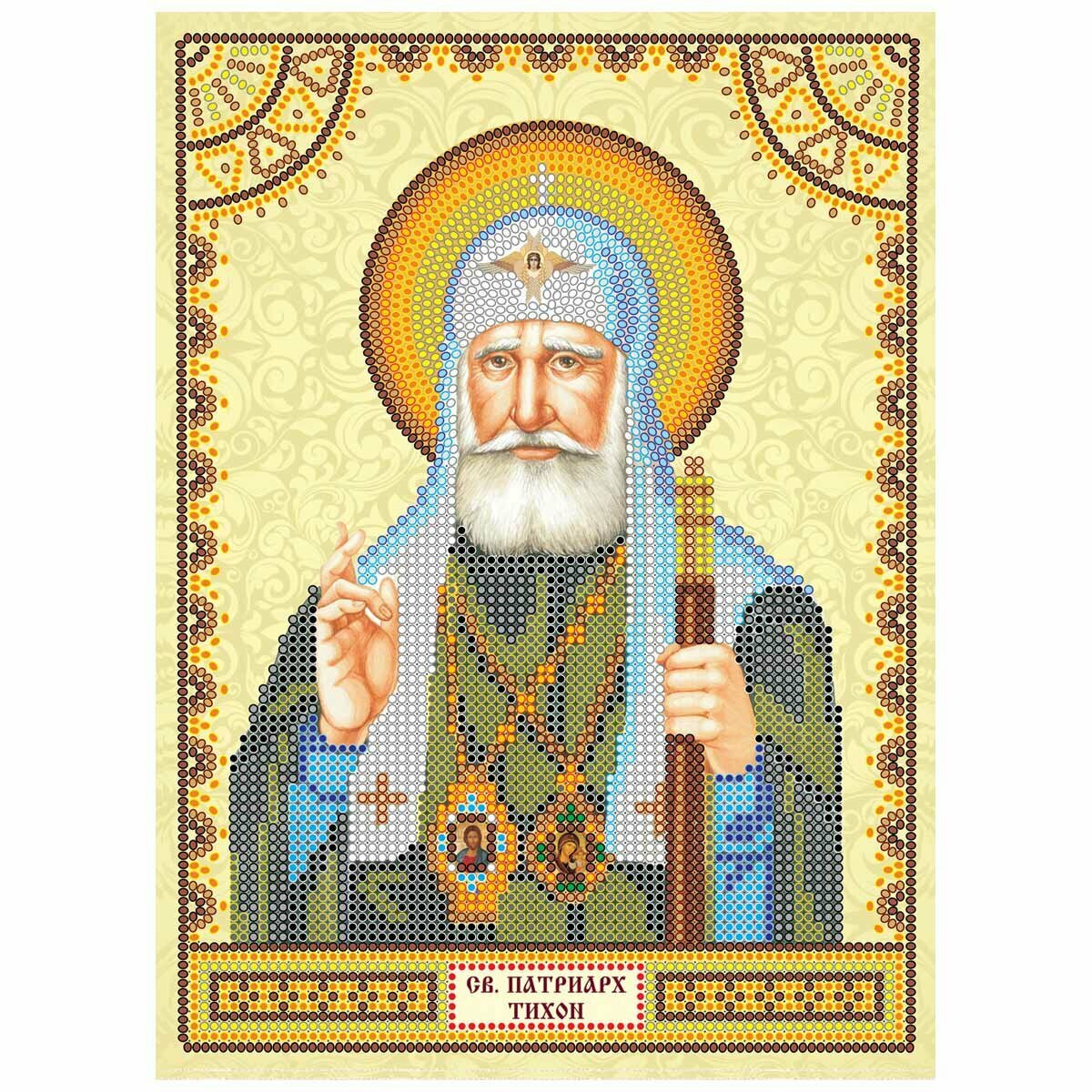 Схема для вышивки иконы бисером на художественном холсте 'Святой Тихон', 17*23 см