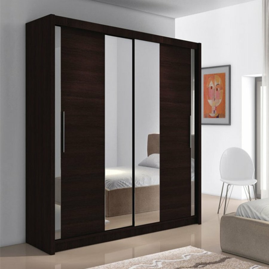 Шкаф-купе Амадеус-7 Венге для одежды с зеркалом двухдверный 90*240*50