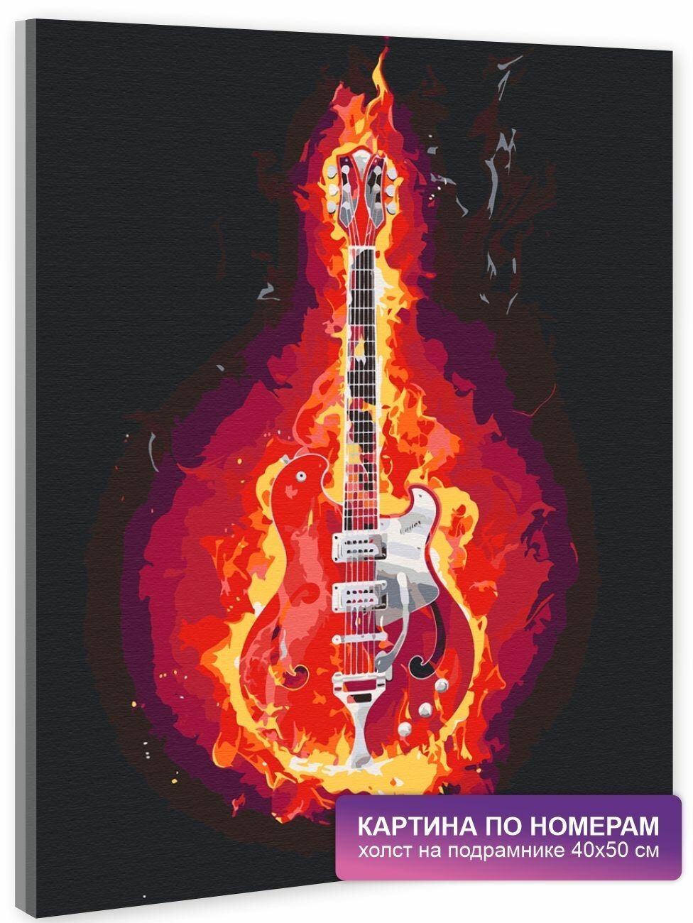 Картина по номерам на холсте с подрамником 40х50 см. Живопись, Арт. "Красная гитара", арт. 3661/