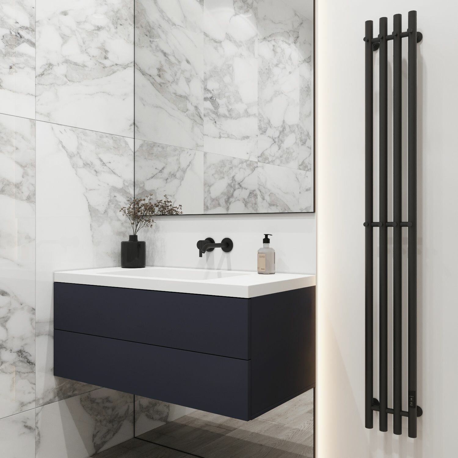 Полотенцесушитель электрический Маргроид Inaro 4 секции, 150х21, черный матовый