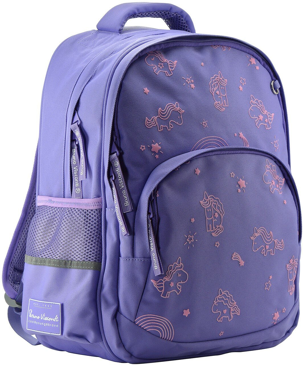 Рюкзак Единороги, сиреневый с эргономичной спинкой