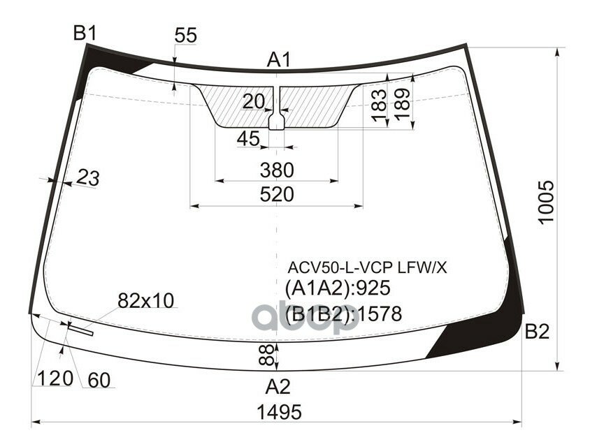 Стекло лобовое Toyota Camry (XV50) 11-18 / Aurion 12-15 XYG арт. ACV50-L-VCP LFW/X
