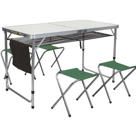 Arizone Стол складной влагостойкий с карманом для мелочей и 4 стула (набор), (42-120653)