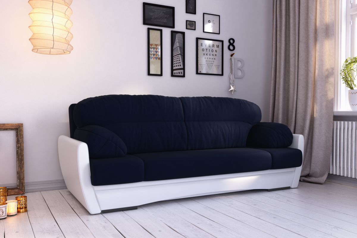 Диван Direct DiHall "Монро", еврокнижка, велюр/экокожа, максимальная нагрузка 110 кг