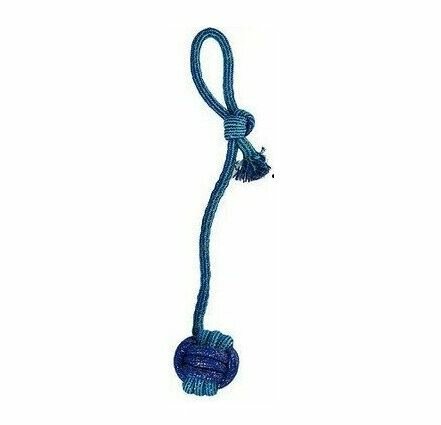 Homepet Игрушка для собак SEASIDE, узел из каната, с петлей, сине-голубой, 6х47 см, 1 шт