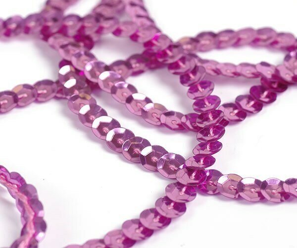 Пайетки на нитке (пайетки для рукоделия) 6мм цв. розовый упак.73 м