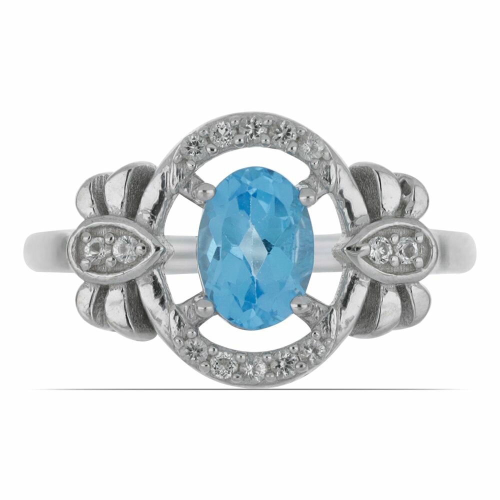 Кольцо тонкое, серебро, 925 проба, родирование, топаз