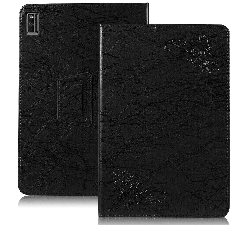 Чехол MyPads «Bellissimo modello» закрытого типа с красивым узором для планшета Blackview Tab 11 SE с держателем для руки черный из эко-кожи Presti.