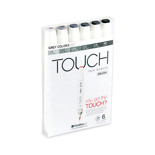 TOUCH' TWIN BRUSH набор маркеров 1-8 мм 6 цв. кисть/перо скошенное для творчества цвет 1200622 телесные тона А