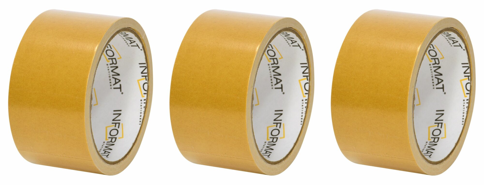 InФормат Клейкая лента двусторонняя, 50 мм x 10 м, 70 мкм, прозрачная, 3 шт