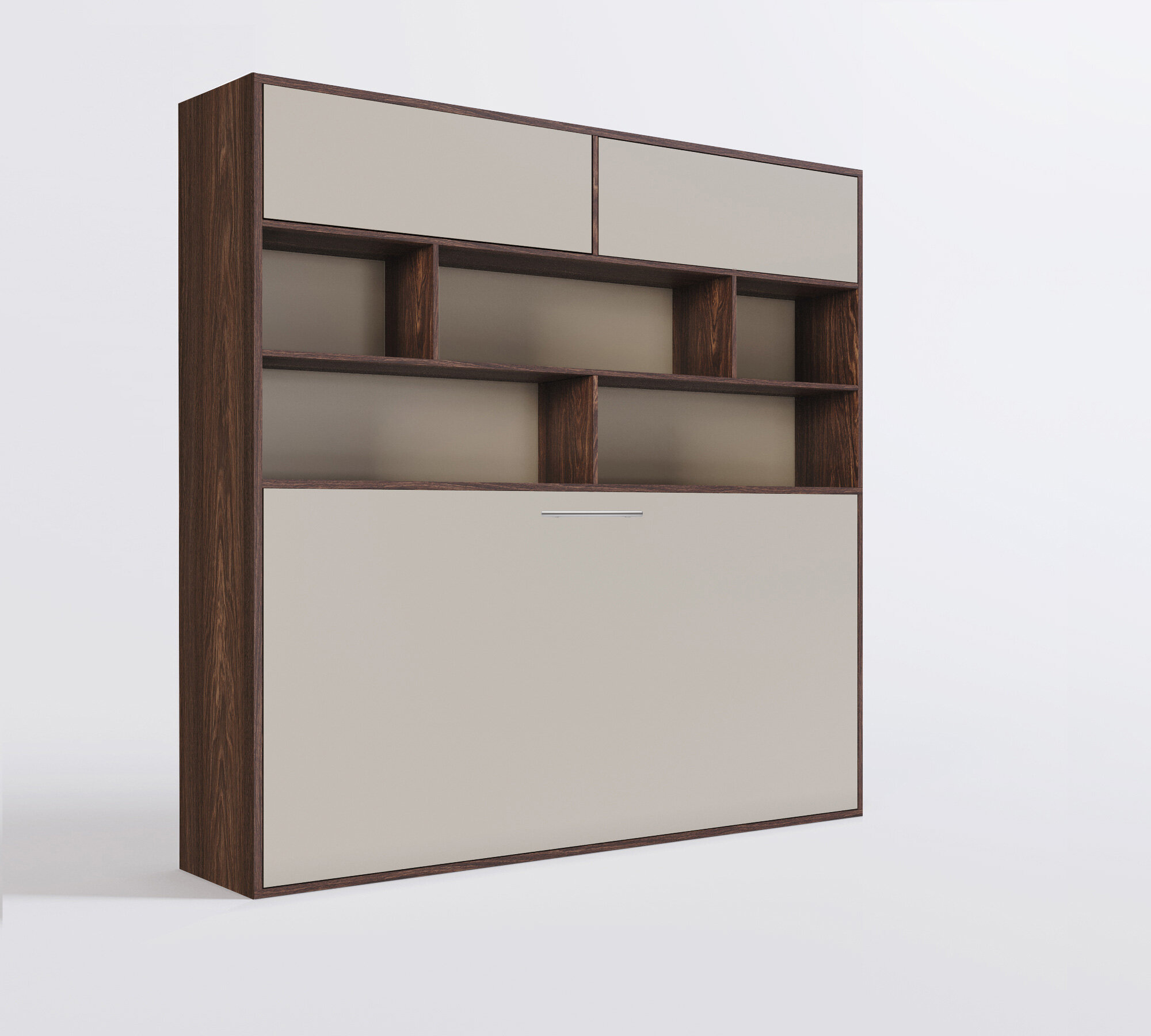 Односпальная шкаф-кровать трансформер с антресолью, полками, складным подголовником Бранда Форма Космо