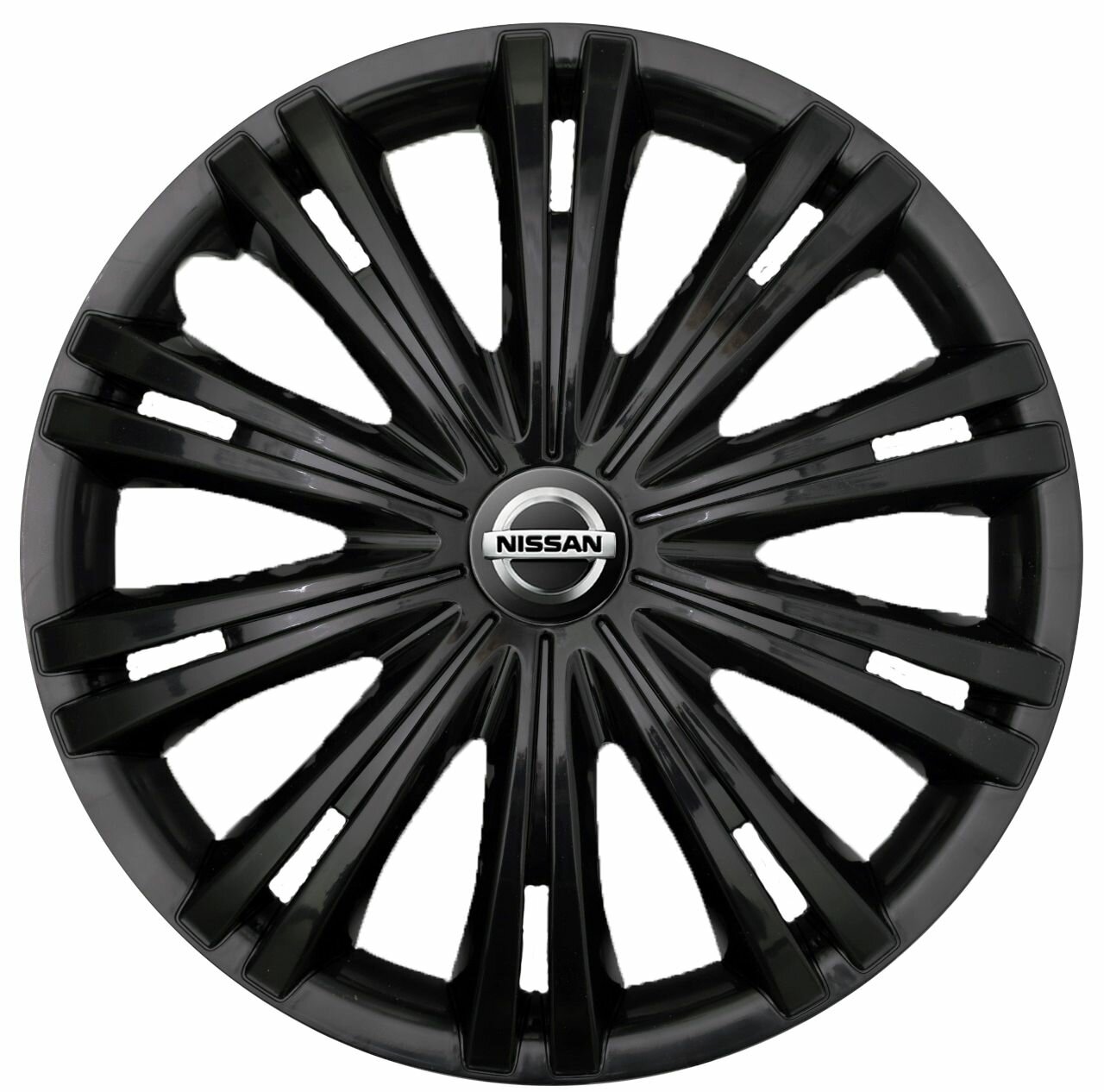 Колпаки на колеса Auto Tech Nissan черный гига черная R16, комплект 4шт, на диски радиус 16, легковой авто, цвет черный глянец, black.