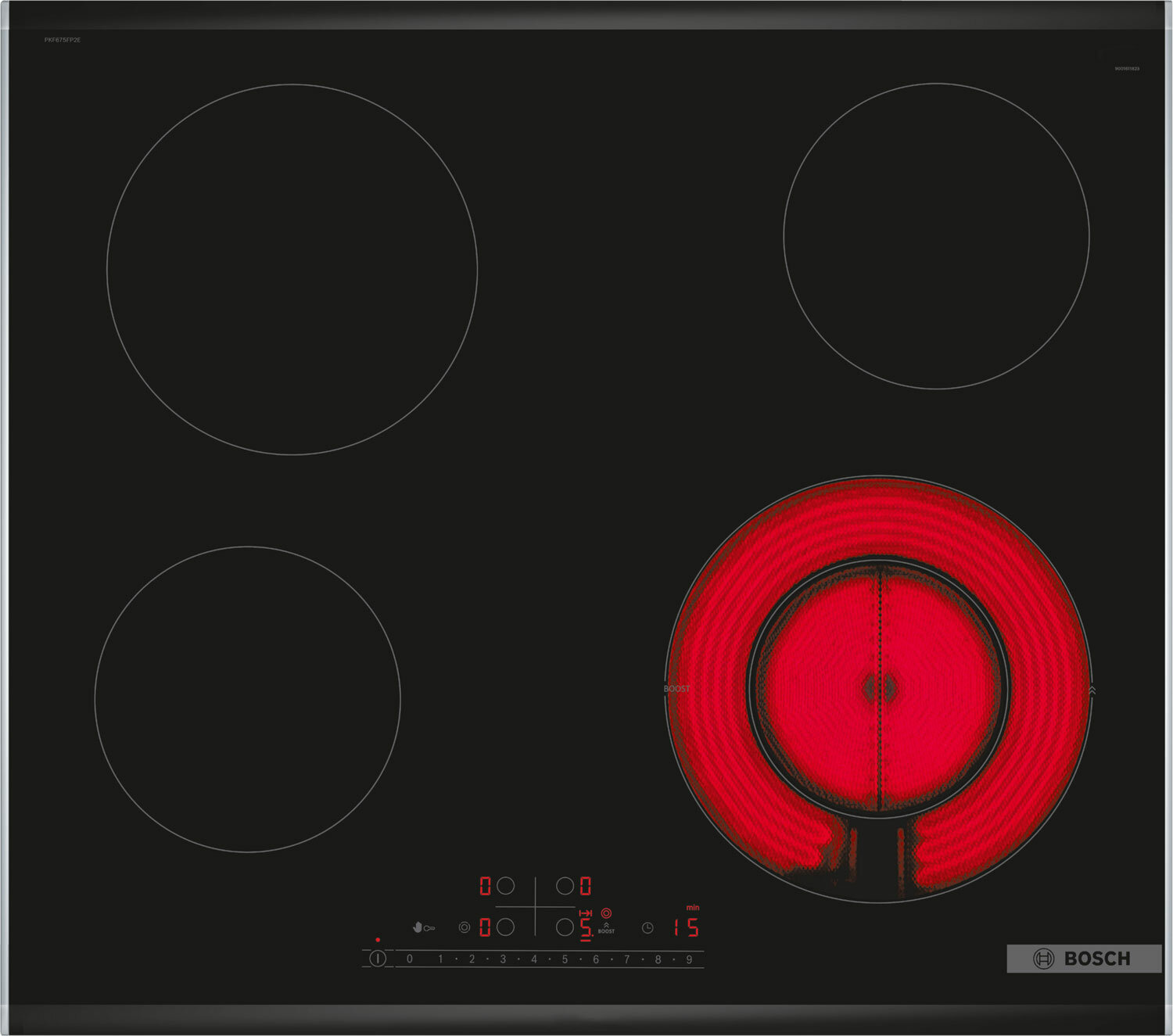 Электрическая варочная панель Bosch PKF675FP2E 60 см, 4 конфорки стеклокерамика, черный