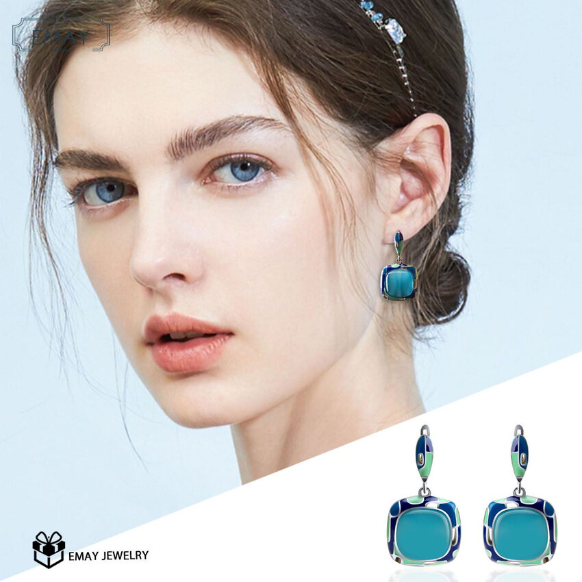 Серьги, кошачий глаз синтетический