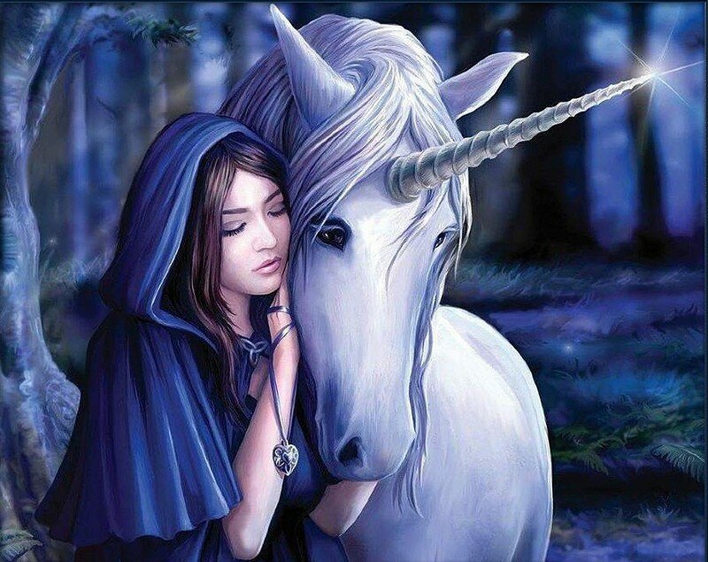 Набор Алмазная живопись #АЖ-1964 Девушка и единорог, Алмазная Мозаика, 50 х 40 см