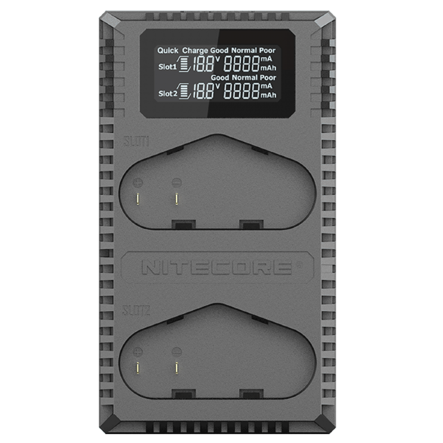 Зарядное устройство Nitecore UCN4PRO Dual Slot USB Charger QC 2.0 для аккумуляторов LP-E19/LP-E4/LP-