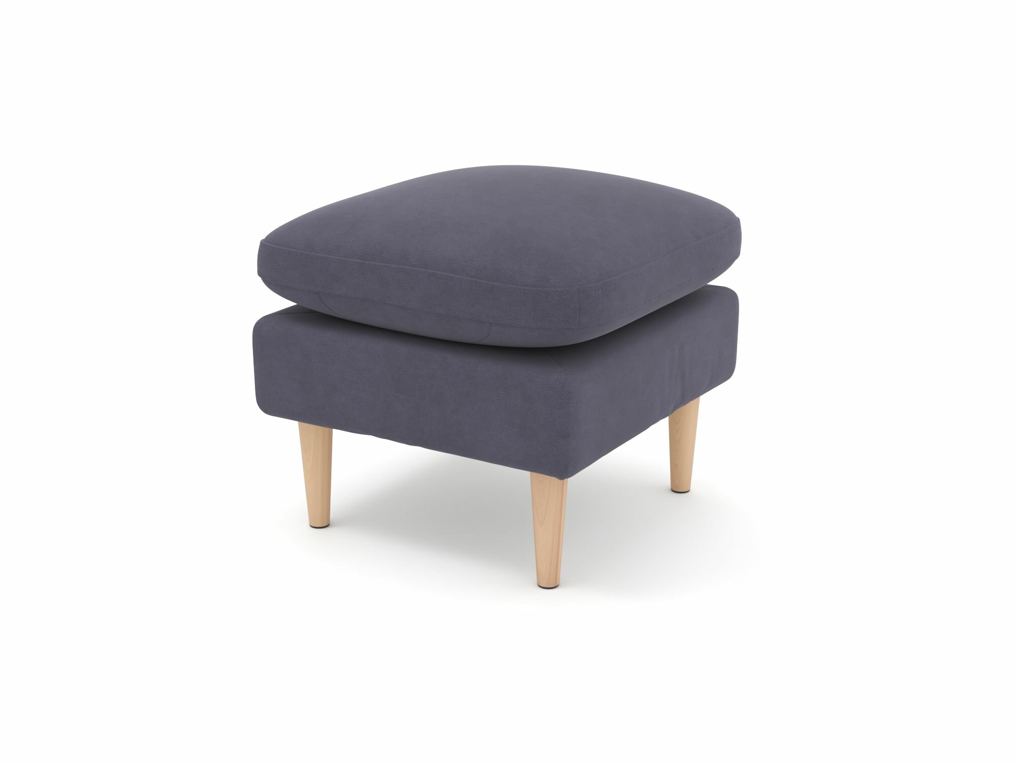 Мягкий пуфик квадратный Arsko Корс Plum, темно-синий, велюр, деревянный, в прихожую, для ног к дивану, под ноги к креслу, лофт