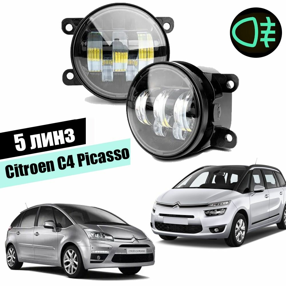 Противотуманные led фары для Citroen C4 Picasso 2006-2018 светодиодные туманки птф