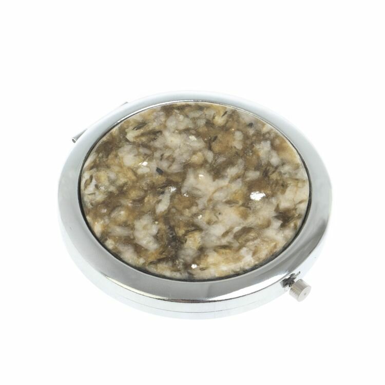 Зеркало карманное круглое из камня жельбертит цвет серебро 127775