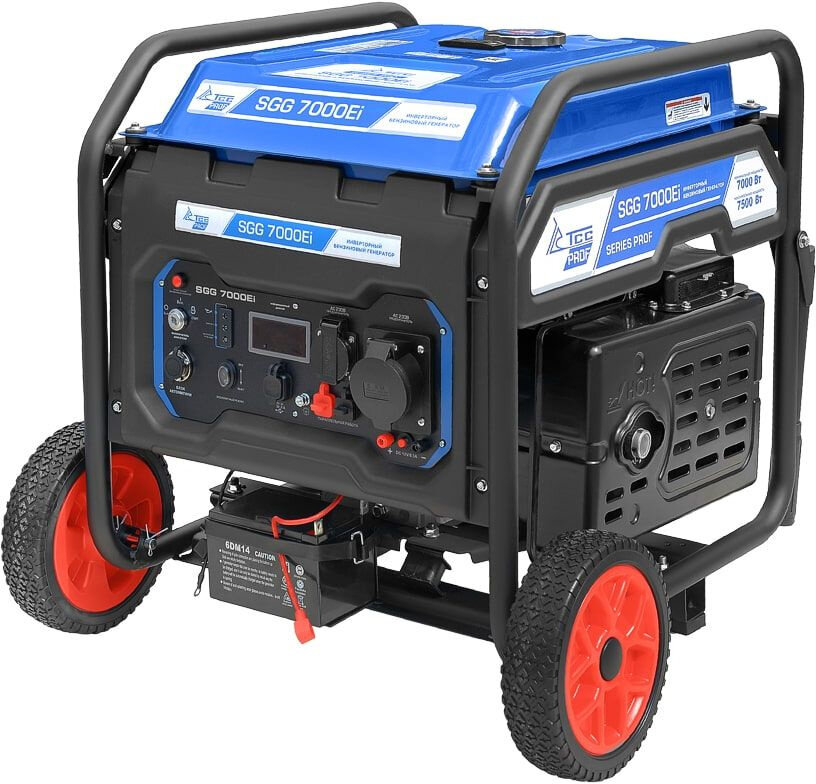Бензиновый генератор ТСС SGG 7000Ei, 220/12 В, 7.5кВт, на колёсах с АКБ [060027]