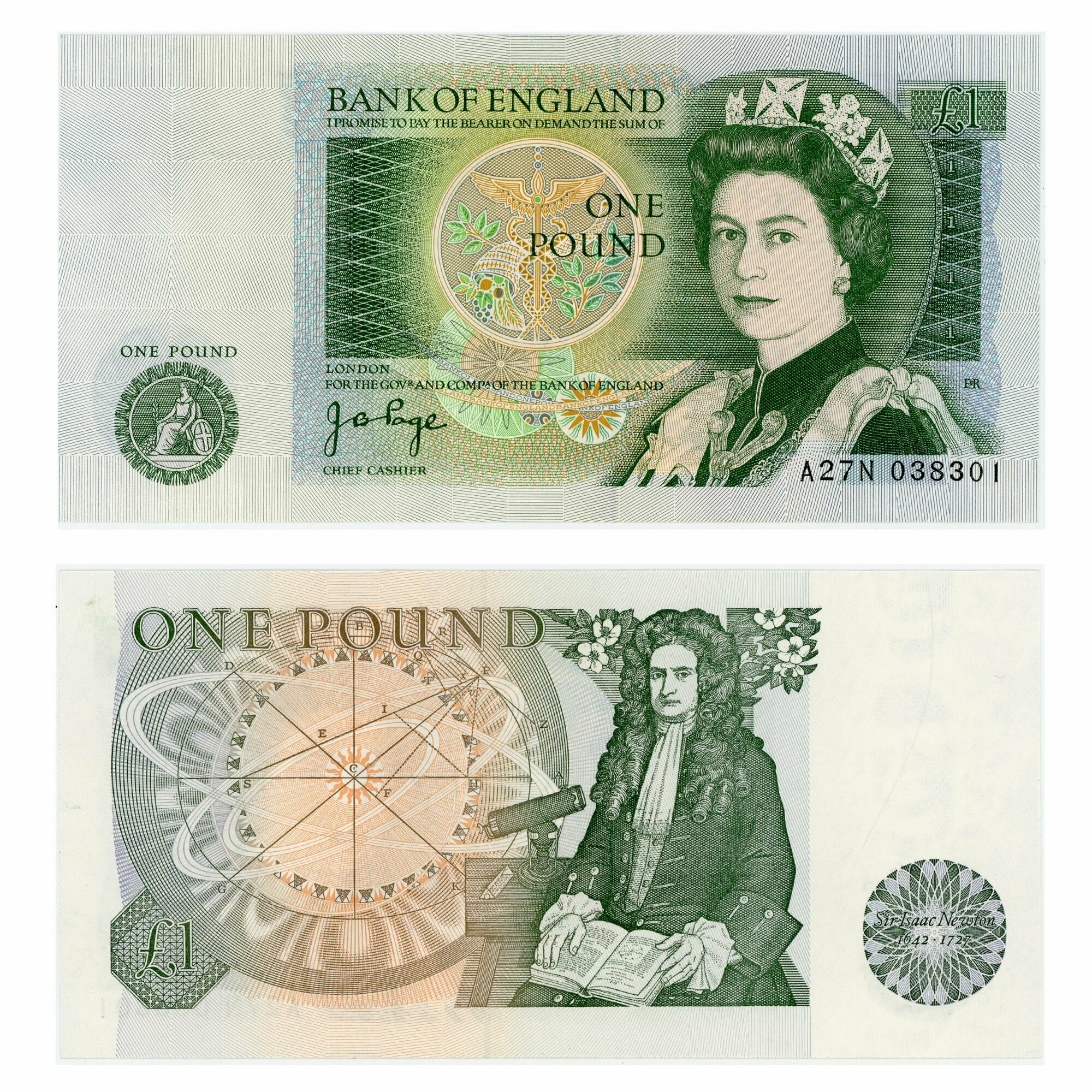 Банкнота Великобритания 1 фунт ONE POUND 1978-90 год Uncirculated (UNC) Pick 377