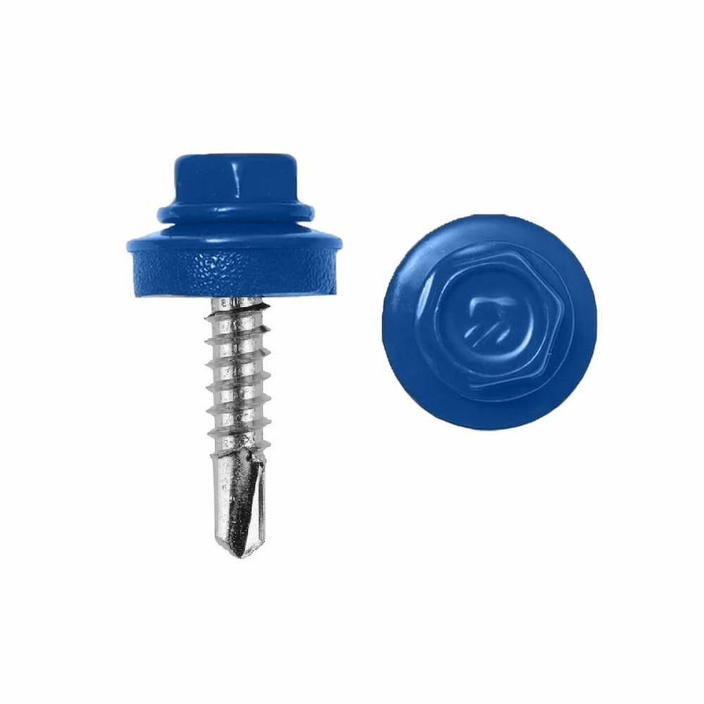 Саморез кровельный 4.8х50 мм, 250 шт, сигнально-синий (ral5005)