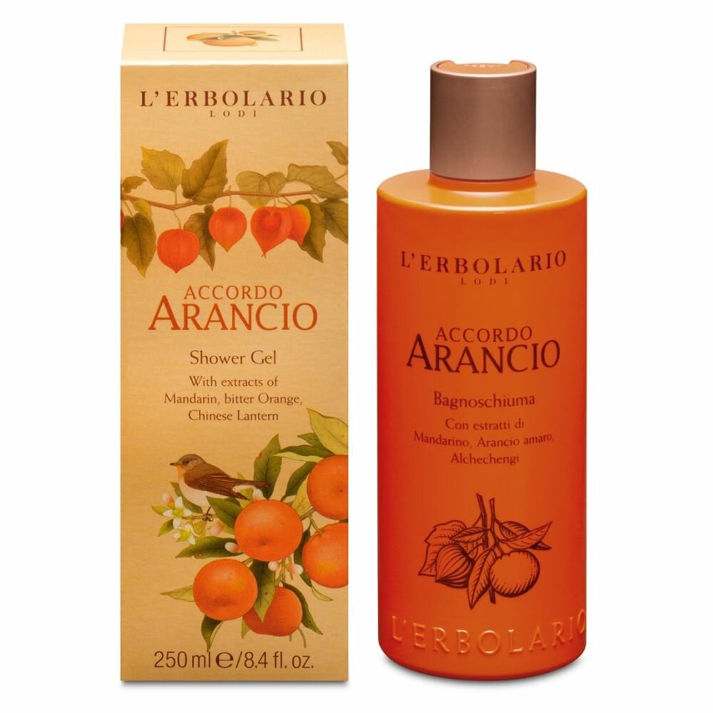Гель для душа L`Erbolario Body Care Accordo Arancio Shower Gel, Гель для душа с ароматом цитруса, 250 мл