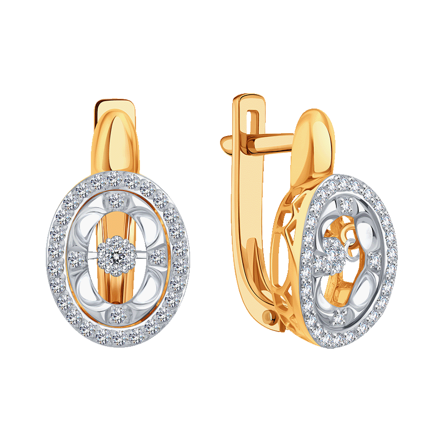 Серьги, красное золото, 585 проба, бриллиант