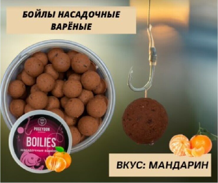 Бойлы Poseydon Group насадочные варенные "Мандарин" 16мм, 150g