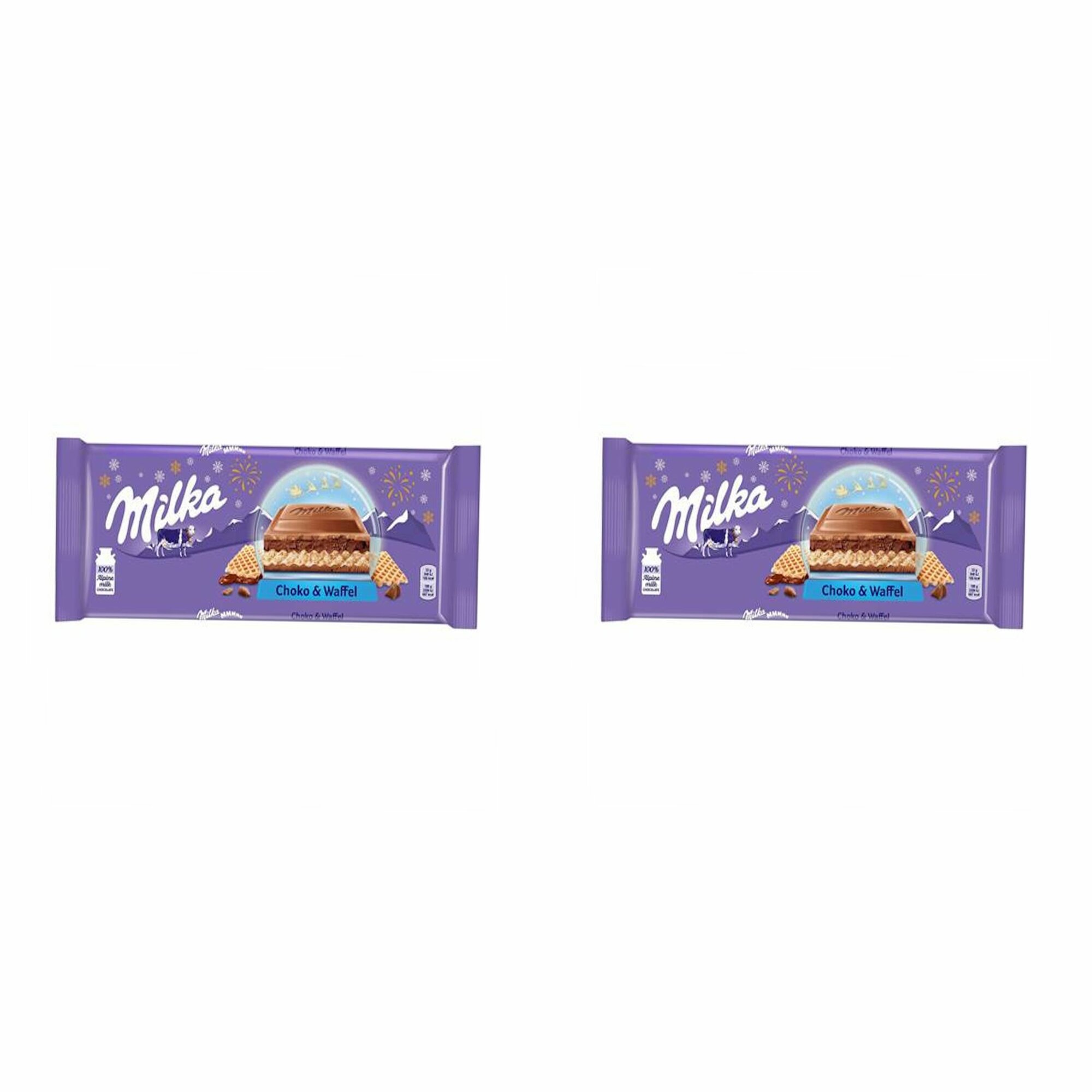 Milka Шоколад молочный Choco Wafer Chocolate Вафельный слой и карамель), 270 г, 2 шт