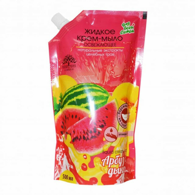 Для всей семьи жидкое мыло Освежающее Арбуз и Дыня 500 мл Дой-пак Мягкая пенка