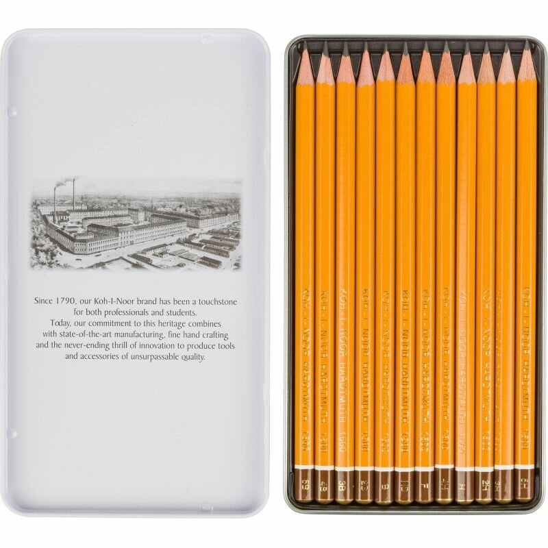 Карандаш чернографитный KOH-I-NOOR 1502/III 5B-5H 12шт./наб, б/ласт, Чехия