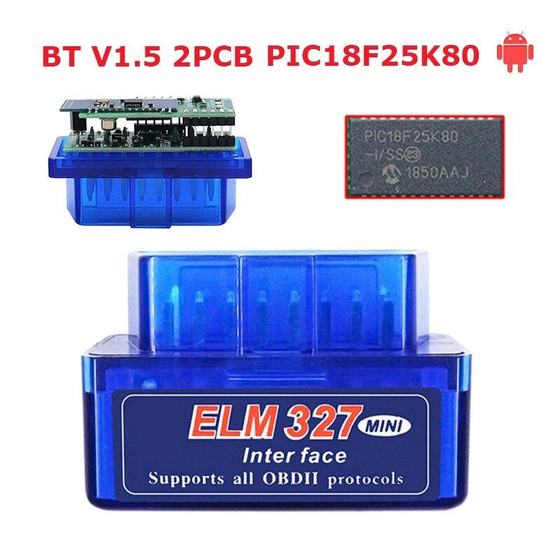 ELM327 Mini Bluetooth OBD2 Сканер PIC18F25K80 Blue